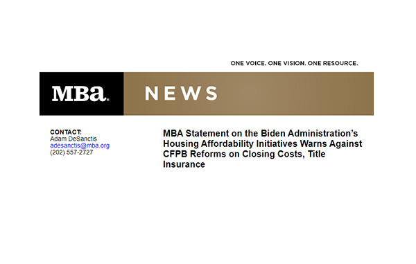 MBA Statement on the Biden Administration’s Housing Affordability ...